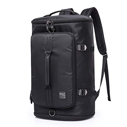 KAKA Travel Duffel Backpack, Outdoor Travel Bag with Shoe Compartment, Laptop Bookbag Weekender Overnight Convertible Bag Water-Resistant College Bookbag Hiking Camping Rucksack for Men and Women (black)