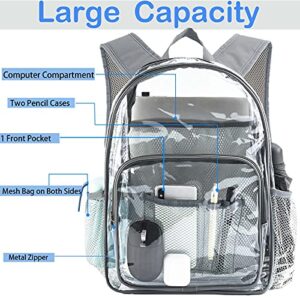 Clear Backpack Stadium Approved for Women Men Heavy Duty See Through Transparent Pvc Backpacks for School Work Travel,Grey