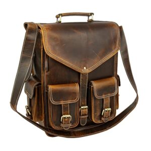 KomalC Leather Backpack Rucksack Travel Laptop Camping School College Bag for Men Women