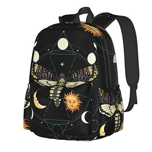 Besbapes Death Head Hawk Moth Moon And Sun Lightweight Casual Laptop Backpack For Men and Women School Bookbag for College One Size