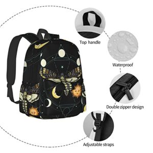 Besbapes Death Head Hawk Moth Moon And Sun Lightweight Casual Laptop Backpack For Men and Women School Bookbag for College One Size