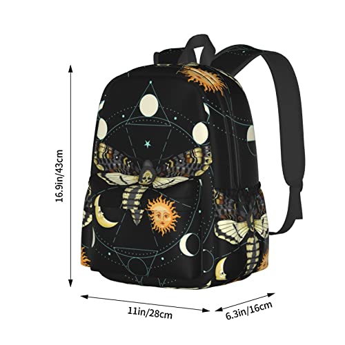 Besbapes Death Head Hawk Moth Moon And Sun Lightweight Casual Laptop Backpack For Men and Women School Bookbag for College One Size