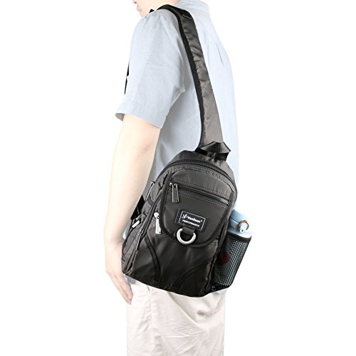 Vanlison Crossbody Sling Bag Backpack Chest Shoulder Bag Unisex Black Fits iPad