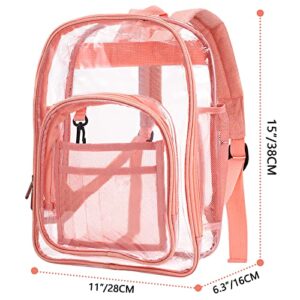 2BK Clear Backpack Heavy Duty PVC Clear Backpack with Lined Mesh Pockets for Gym, School, Sports, Work, Safe Travel, University ,See Through PVC School Bag for Women Men and Child