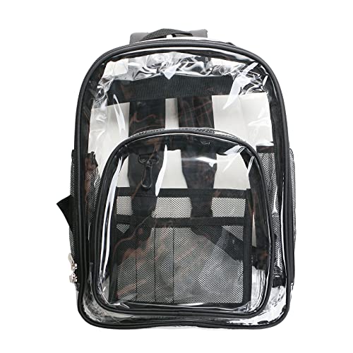 Clear Backpack, ECBGZTK Clear Backpack Heavy Duty Durable Transparent Waterproof Backpack, PVC Clear School Bag for Students, School, Workplace, Travel (Black)