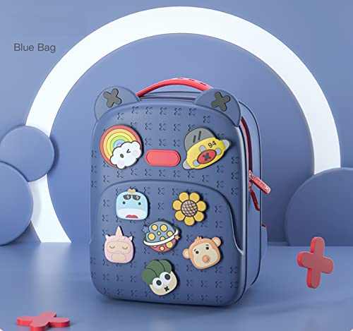 3D DIY Logo Children's toddler Backpack School Bag Waterproof Lightweight Shoulder Travel Bag for kids (Large, Blue)