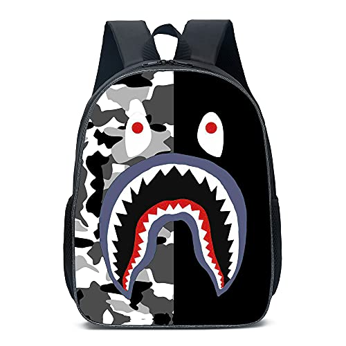 NEDOIAA Shark Backpack Lightweight Waterproof Bookbag Gifts 16 Inch Fashion Laptop Backpack, Black