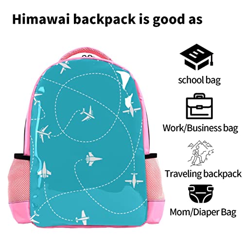 Bookbags Travel Bag for Girls Casual Backpack Daypack, cartoon airplane route