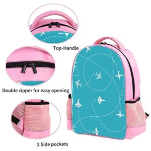 Bookbags Travel Bag for Girls Casual Backpack Daypack, cartoon airplane route