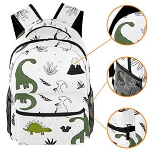 Elementary Middle School Backpack for Girls Boys Teens,Fashion Laptop Backpack Travel Bookbag for StudentsHand Drawn Dinosaur