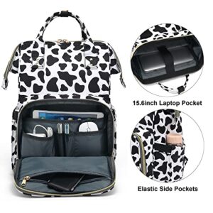 Yusudan Cow Print Laptop Backpack for Womens Girls, College Backpacks School Bag Bookbag 15.6 Inch Computer Backpack