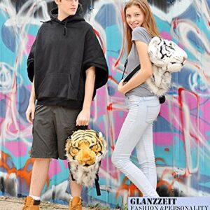 Glanzzeit 3D Animal Head Backpack Cool Design Panda Tiger Lion Panther Knapsack (Small, Tiger)