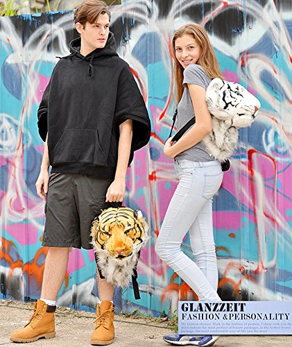 Glanzzeit 3D Animal Head Backpack Cool Design Panda Tiger Lion Panther Knapsack (Small, Tiger)