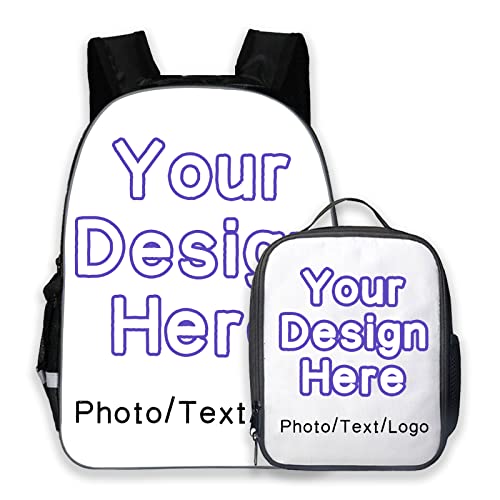 Fedalust Custom Backpack, Personalized Photo Bookbag School Backpack Lunch Box, Customize Travel Backpacks Back to School Accessories