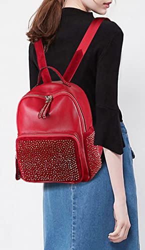 Zzfab Rhinestone Backpack Faux Leather Pewter