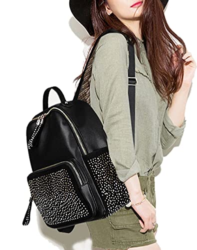 Zzfab Rhinestone Backpack Faux Leather Pewter