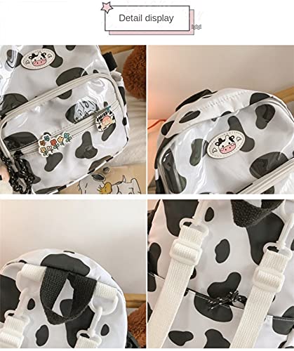 PEXIZUAN Kawaii backpack cow backpack with cute pendants cute small backpack shopping travel small backpack(Cows)