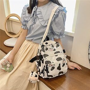 PEXIZUAN Kawaii backpack cow backpack with cute pendants cute small backpack shopping travel small backpack(Cows)