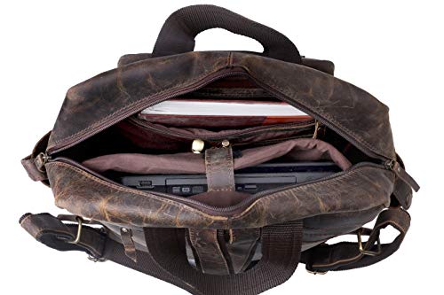 Ruzioon Vintage Buffalo Leather Backpack Multi Pockets Travel Bag for Men/Women