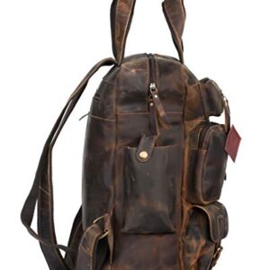 Ruzioon Vintage Buffalo Leather Backpack Multi Pockets Travel Bag for Men/Women