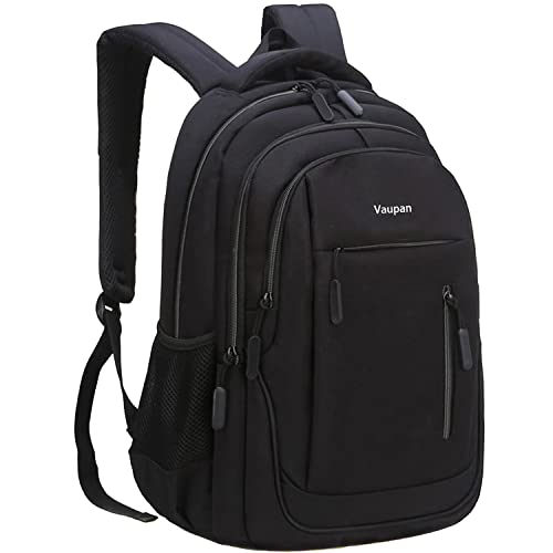 Vaupan Business Travel Laptop Backpack, Water Resistant College School Computer Bag Gifts with USB Charging Port for Men & Women Fits 15.6 Inch Notebook (Black)