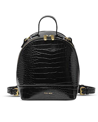 Pixie Mood Cora 9 x 7 Vegan Leather Convertible Backpack, Black Croc