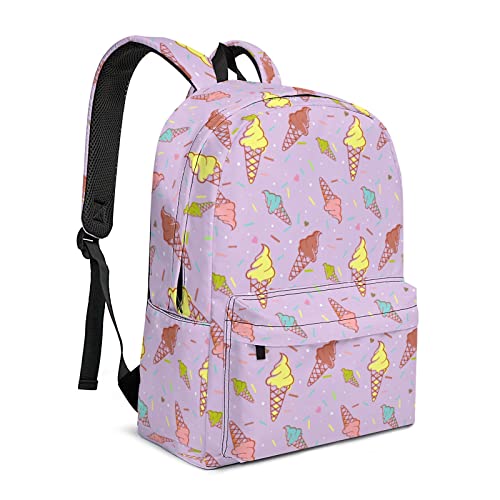 Ice Cream Fashion Backpack Casual 17 Inch Bookbag,Cute Lightweight Daypack Laptop Backpack for Teen/Boys/Girls