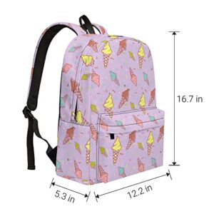 Ice Cream Fashion Backpack Casual 17 Inch Bookbag,Cute Lightweight Daypack Laptop Backpack for Teen/Boys/Girls