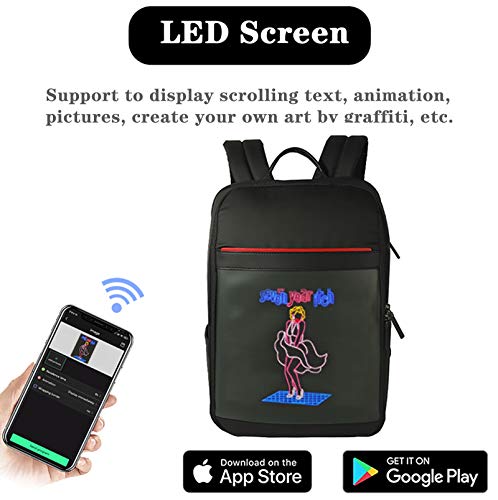 Welaso Smart Bluetooth LED Backpack with Colorful LED Sign Panel and Programmable, DIY Laptop Daypack Bag,Black (Large 25L,without Rain Cover)