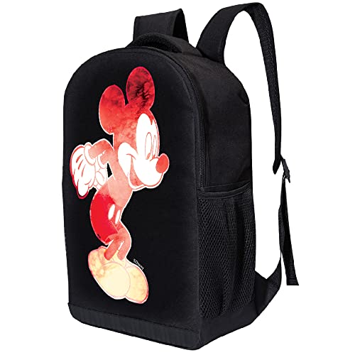 Disney Mickey Mouse Black Backpack for Kids and Adults - 17 Inch Air Mesh Padded Knapsack for School and Travel (Red)