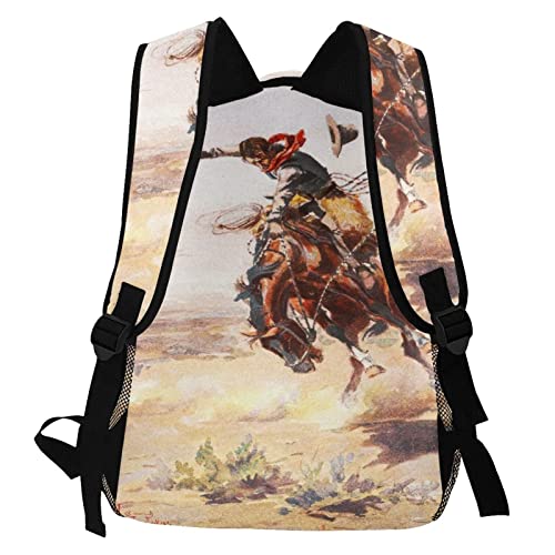 Multi leisure backpack,Vintage Rodeo Cowboy Bronc Rider,Travel Sports School Bag for Adult Youth College Students