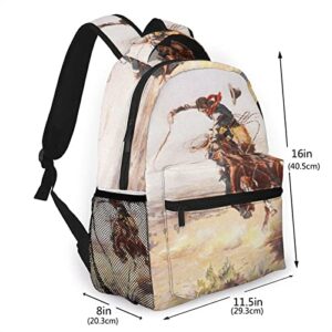 Multi leisure backpack,Vintage Rodeo Cowboy Bronc Rider,Travel Sports School Bag for Adult Youth College Students