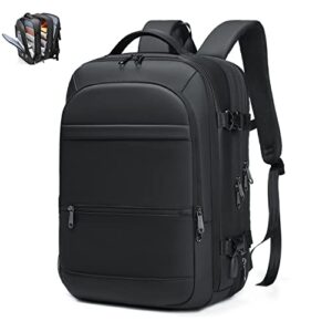 refutuna travel backpack, 40l flight approved carry on backpack for men women, expandable water resistant usb charging port anti-theft laptop backpack(black)