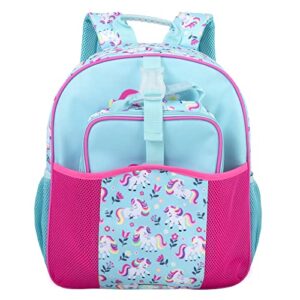 Up We Go Toddler, Preschool, and Elementary School Backpack and Lunch Bag Set for Girls, Boys (Enchanted Unicorn)