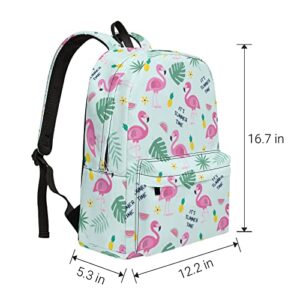 Flamingo Backpack 16 Inch Laptop Backpack Toddler Bookbag Lightweight Water Resistant School Bag Casual Shoulder Bag for Boys Girls