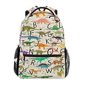 alphabet dinosaur backpack for school kids girls boys education letter bookbag laptop backpack 14 inch travel daypack student computer bag for women teen girls college work