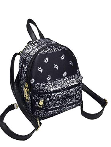 Mata Shoes Backpack Bags for Women with Bandana Print (Black Bandana)