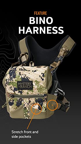 Mystery Ranch Bino Harness 12x, Chest Rig, Binocular Case, Tactical Pouch, for Rough Country, Hunting, Outdoors - Coyote-XL