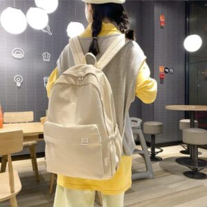 RRRWEI Backpack for School Solid Color Boobags Aesthetic Rucksack Back to School School Bag for Teen Girls (apricot)