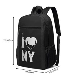 I Love NY New York Bookbag Large Capacity Simple Leisure Backpack, For Adult Youth 17 Inch