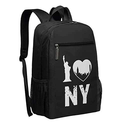 I Love NY New York Bookbag Large Capacity Simple Leisure Backpack, For Adult Youth 17 Inch