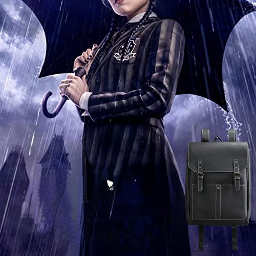 HINSD Wednesday Aesthetic Large Capacity Backpack For Teens Y2K Gothic Preppy Backpack Japanese Book Bag Wensday Backpack (Black-Medium)