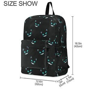 ZzWwR Cute Cheshire Cat Faces Pattern Casual Polyester Computer Backpack Large Daypack for Business Sport Travel School Bookbags