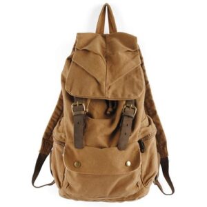 drf men’s casual backpack in canvas vintage style rucksack for travel hiking bg04 (brown)