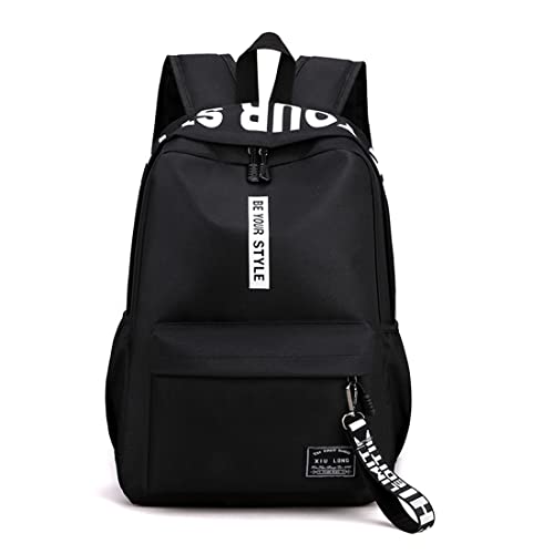 Korean Casual Backpack Daypack Laptop Bag College Bag Book Bag School Bag for Girls Women,Black