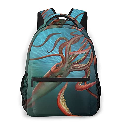 Cool Giant Squid Boys&Teen&Adult Backpack Office Sackpack Stylish Luggage Lightweight School College Travel Bags