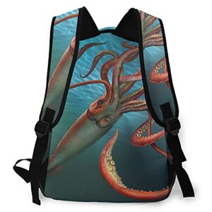 Cool Giant Squid Boys&Teen&Adult Backpack Office Sackpack Stylish Luggage Lightweight School College Travel Bags