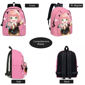 XIXISA 16" Spy x Family School Backpack with Pencil Case, Anya Forger Anime Daypack Student Bookbag Laptop Backpacks Supplies (E)