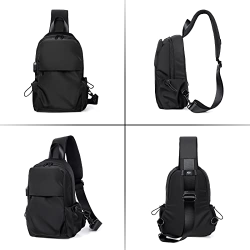 Peicees Sling Bag for Men & Women Sling Backpack With USB Charge Port Hiking Backpack Bag Waterproof Shoulder Crossbody Bags