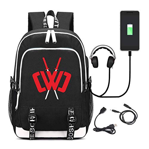 School Bag Laptop Backpack with USB Charging Port Daypack for Travel Hiking Camping 17.32''x12.60''x5.91''